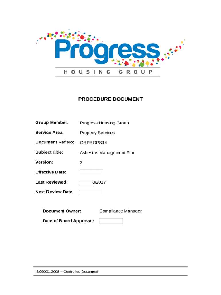 Asbestos Management Plan - Blank Fillable Template | Fill Out, Print ...