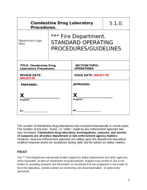 Clandestine Drug Laboratory Procedures. Doc Template | pdfFiller