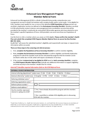 Fillable Online Enhanced Care Management Program Member Referral Form ...