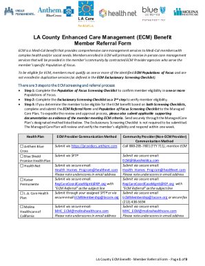 Fillable Online LA County Enhanced Care Management (ECM) Benefit Member ...