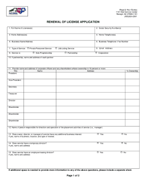 Fillable Online RENEWAL OF LICENSE APPLICATION Fax Email Print - pdfFiller
