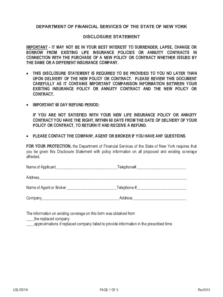 Fillable Online LICONY Annuity Disclosure Statement Appendix 10A-1 Fax ...