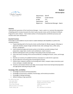 Fillable Online Baker Job Description Template - Monster for Employers ...