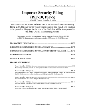 Importer Security Filing '10+2' - Customs and Border Protection Doc ...