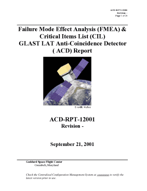 Fillable Online Failure Mode Effect Analysis (FMEA) & Critical Items ...