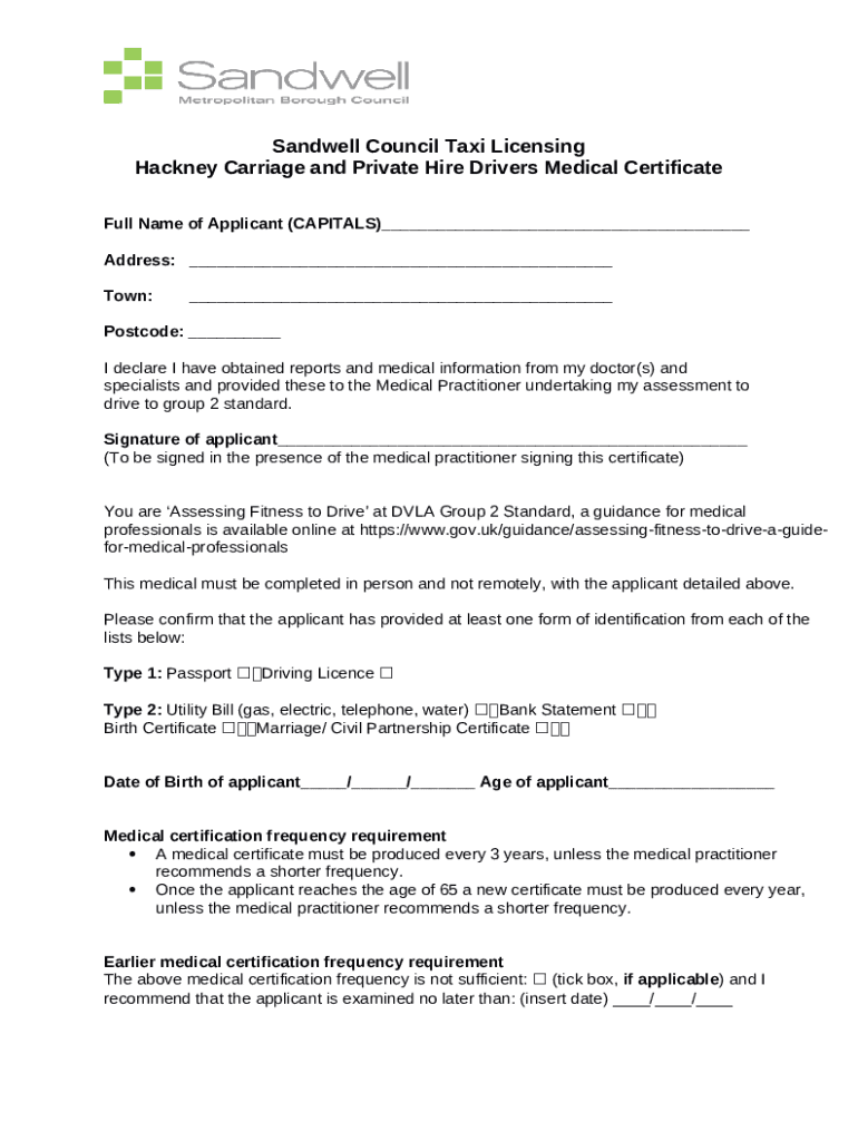 Applying for Taxi and Private Hire licences - Sandwell Council Doc ...