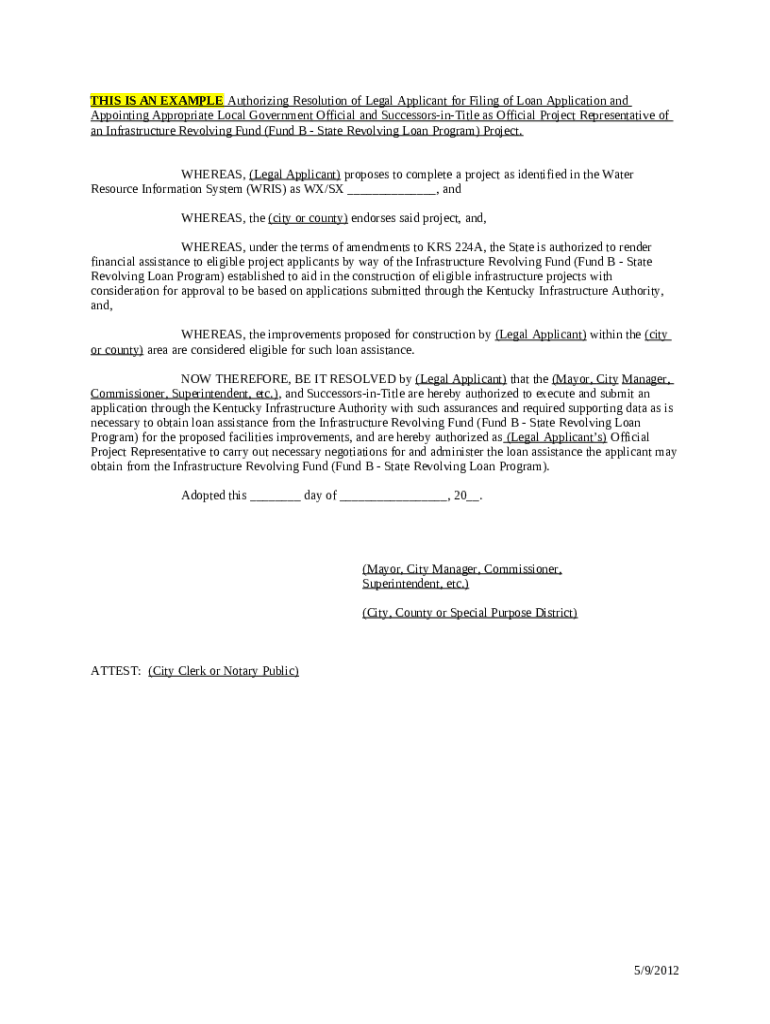 State Revolving Fund (SRF) Loan Application - kia ky Doc Template | pdfFiller