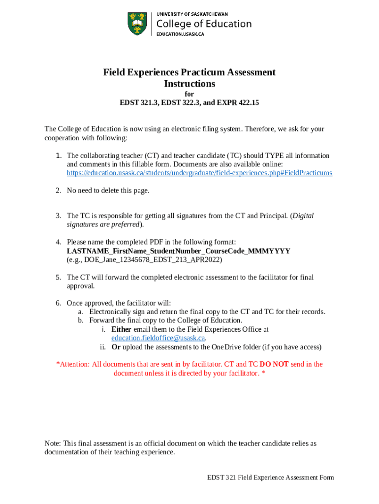 EDST 321 Assessment Doc Template | pdfFiller