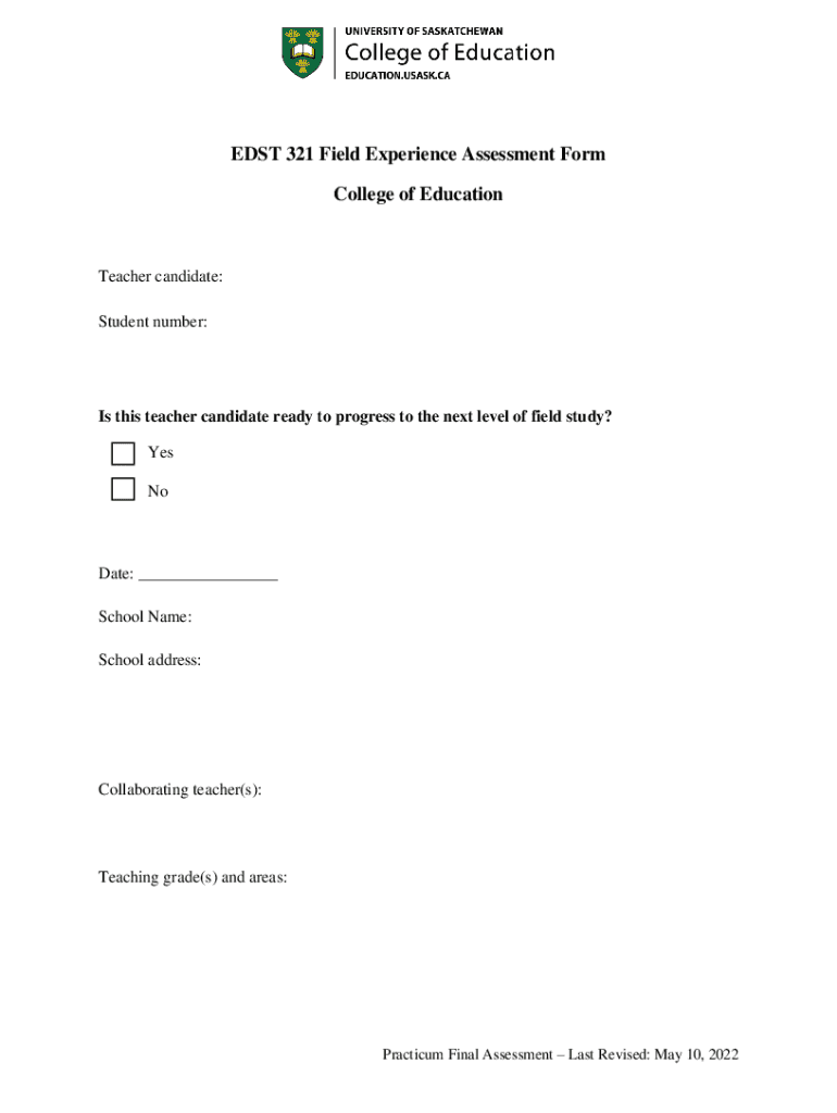 Fillable Online Field Experiences Practicum Assessment Instructions Fax ...