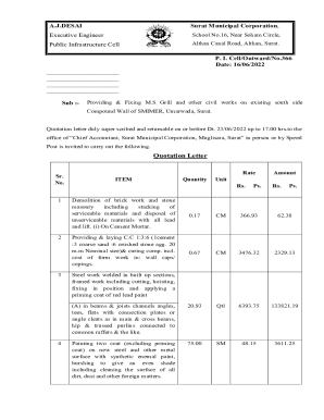 Fillable Online Quotation Letter - Surat Municipal Corporation Fax ...