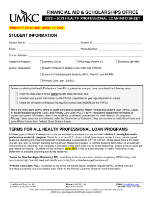 Fillable Online 2022 2023 HEALTH PROFESSIONAL LOAN INFO SHEET Fax Email ...