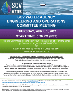 Fillable Online SCV Water Agency Engineering and Operations Committee ...