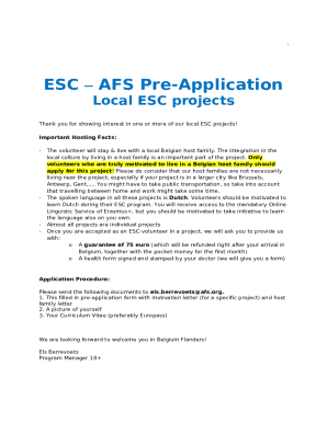 Steps to follow to apply for an ESC/ EVS Doc Template | pdfFiller