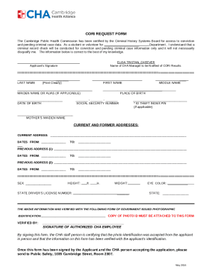 Criminal Offender Record Ination (CORI) Request Doc Template | pdfFiller