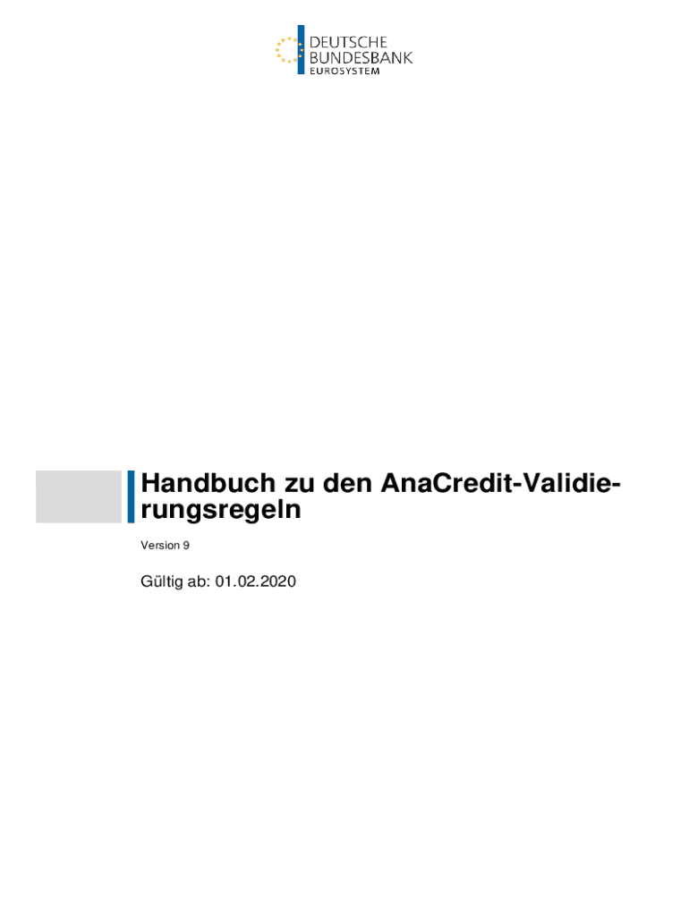 Ausfüllbar Online Handbuch zu den AnaCredit-Validierungsregeln Fax Email Drucken - pdfFiller