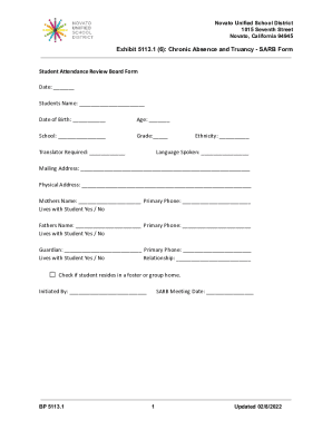 Completable En línea Exhibit 5113.1 (6) Chronic Absence and Truancy ...