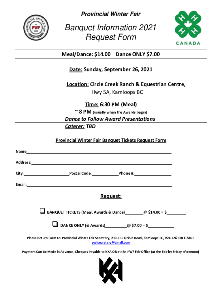 Fillable Online 0901 nccdn Provincial Winter Fair - Banquet Information ...