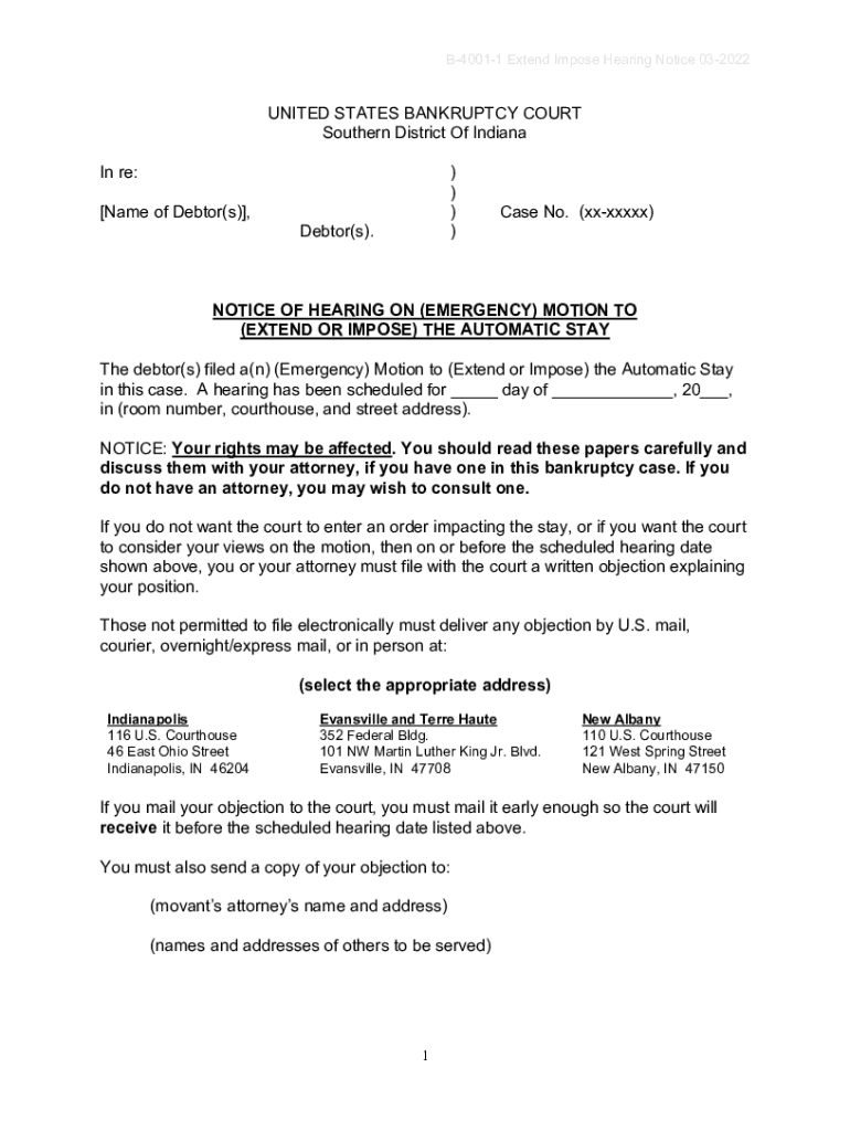 Fillable Online Relief from Stay Notice with Certificate of Service Fax ...