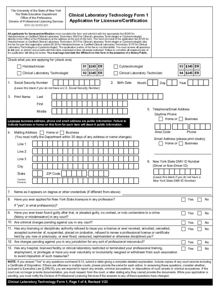 Fillable Online Certified Clinicial Technology Form 1. Application for ...