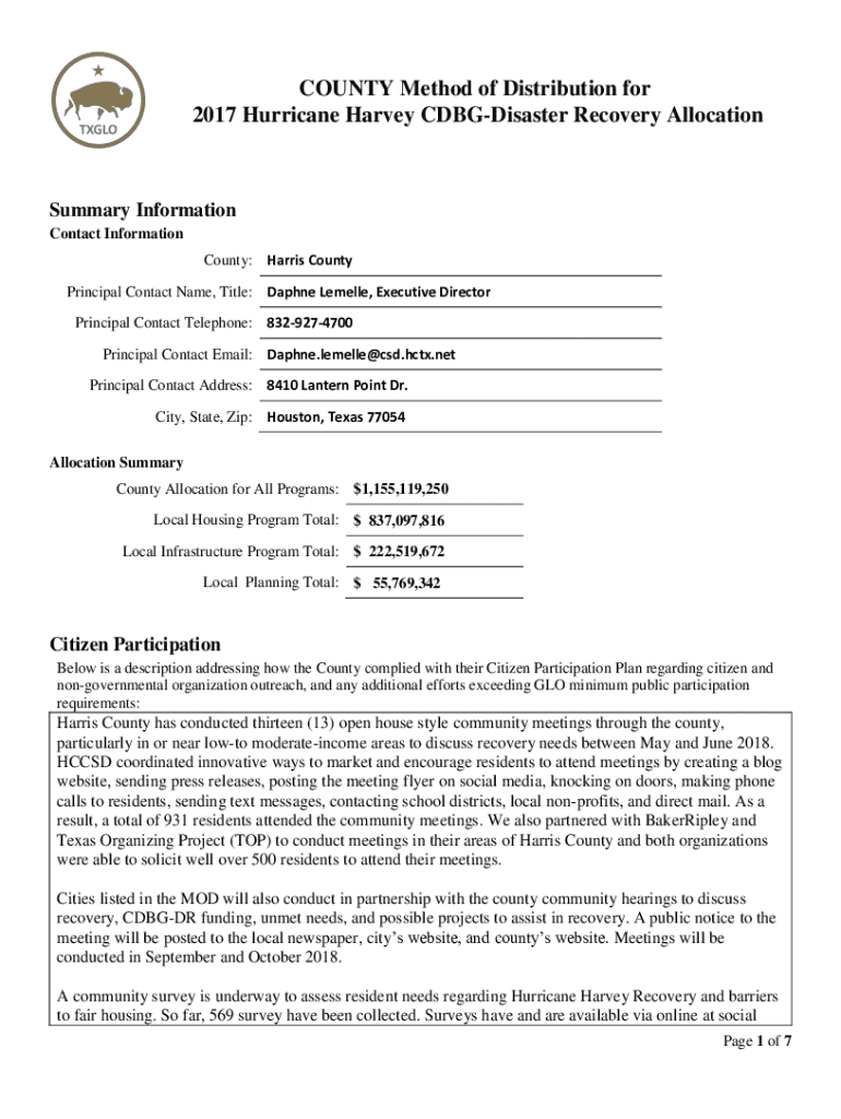 Fillable Online Harris-County-MOD-Summary-Form-Harvey-RD-1 Fax Email ...