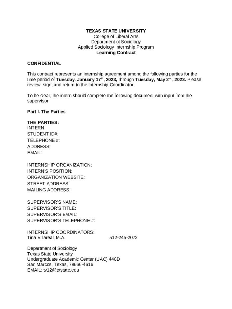 Learning Contract Doc Template Pdffiller