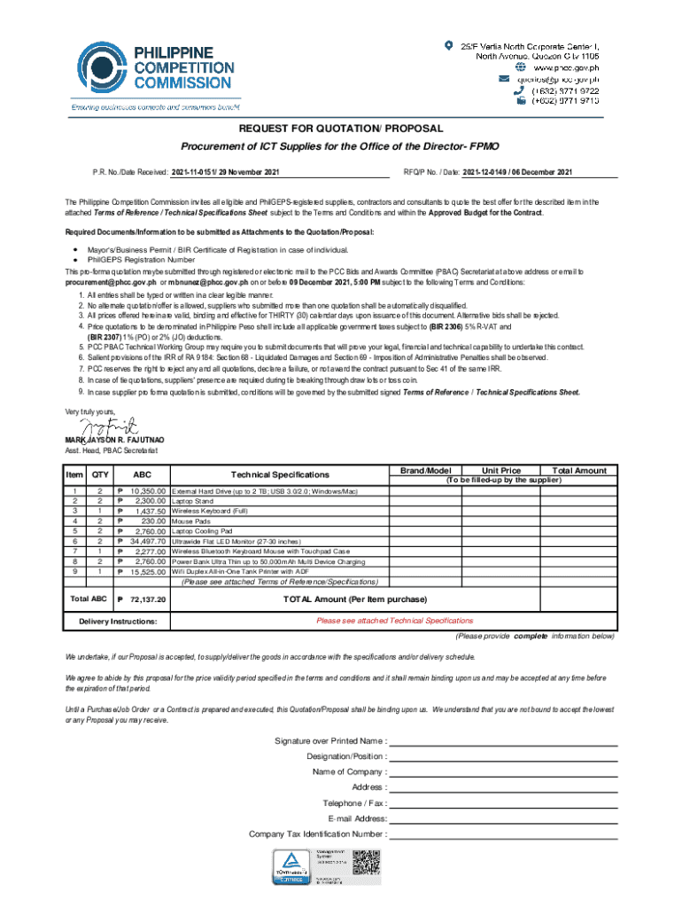 Fillable Online Request for Quotation (RFQ) of ICT equipment - UNICEF ...