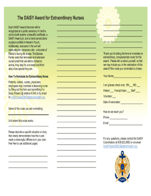 Fillable Online About The DAISY Award for Extraordinary Nursing ...