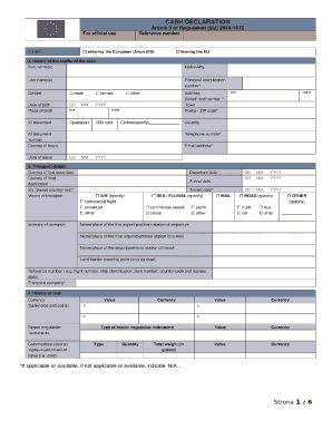Cash Declaration - Douanes - Luxembourg Doc Template | pdfFiller