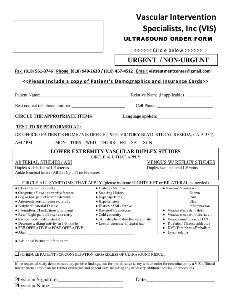 Fillable Online Vascular Intervention Specialists VISPeripheral Artery ...