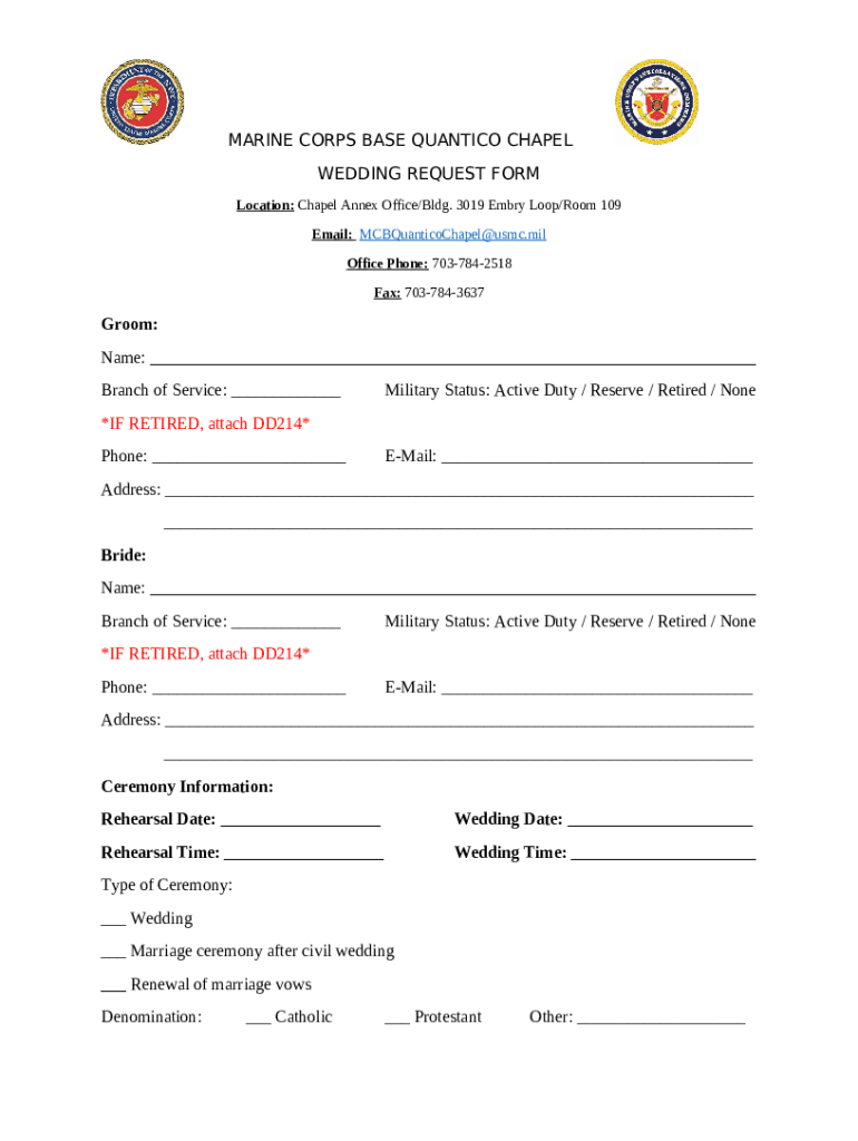 Chapel and Annex Request - Marine Corps Base Quantico Doc Template ...