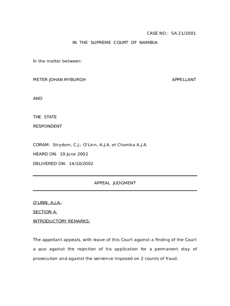 Pieter Johan Myburgh vs The State - Superior Courts of ... Doc Template ...