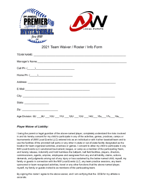 Fillable Online Roster Form - Glastonbury Lacrosse Tournament Fax Email ...