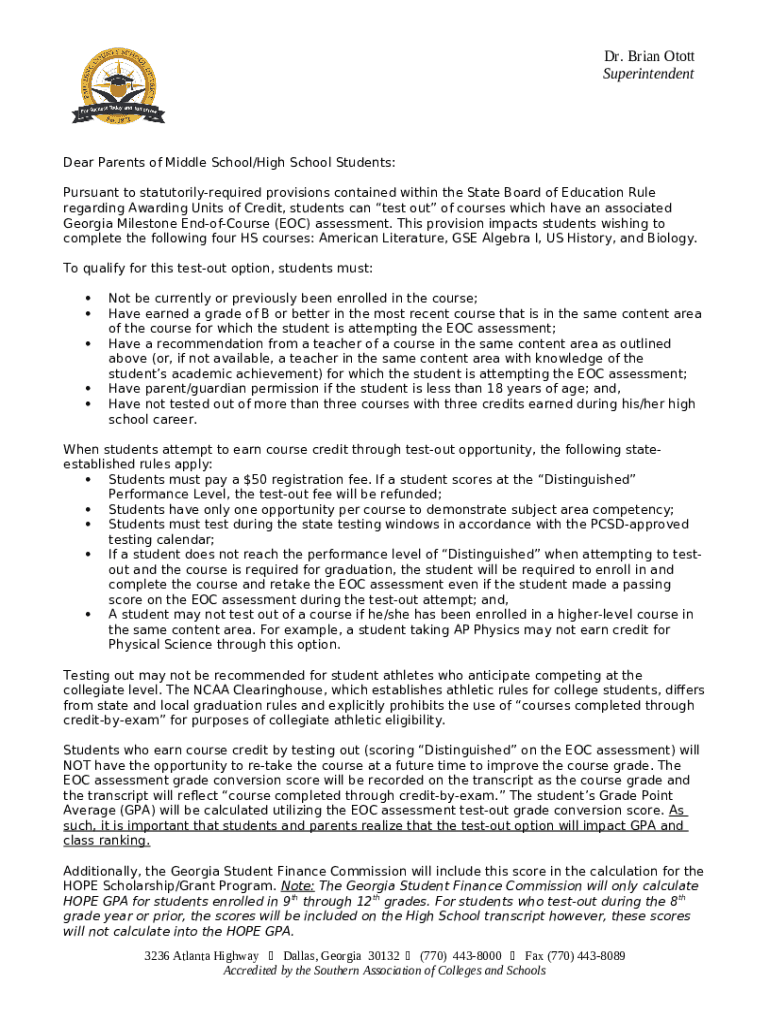 PAULDING VIRTUAL HIGH SCHOOL Doc Template | pdfFiller