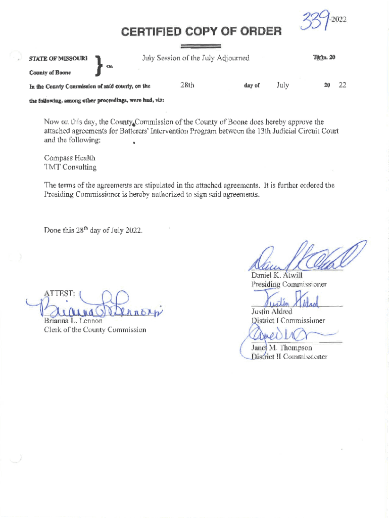 Fillable Online CERTFIED COPY OF ORDER Fax Email Print - pdfFiller