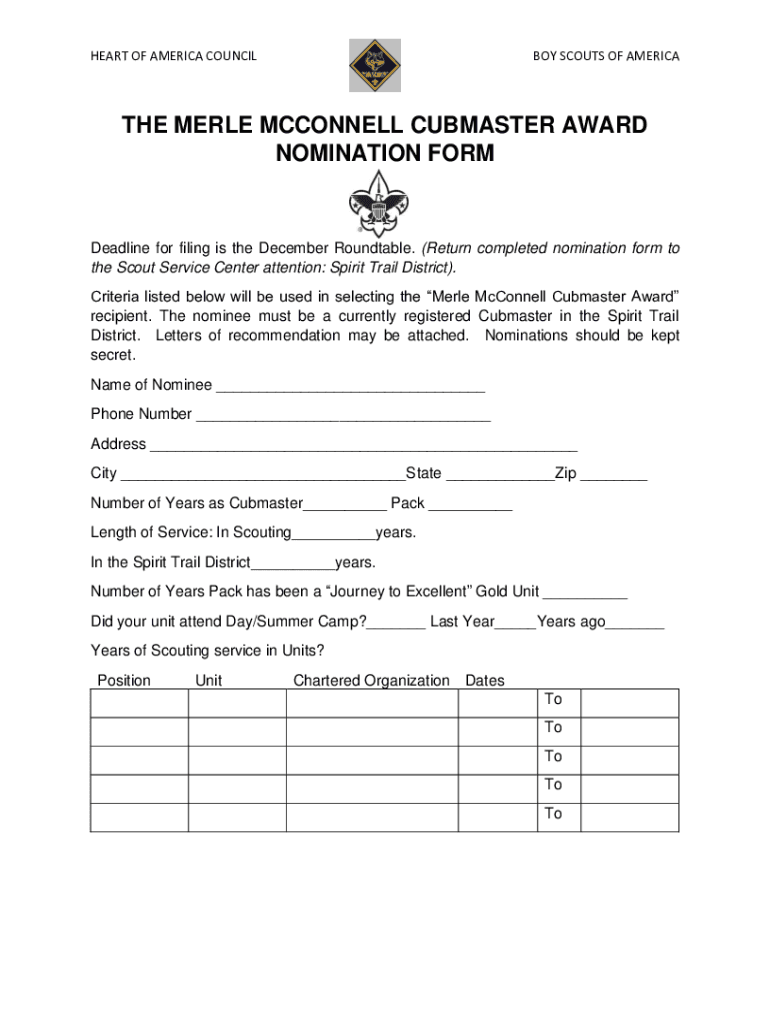 Fillable Online Silver Beaver Award Nomination Form - Patriots' Path Council Fax Email Print ...