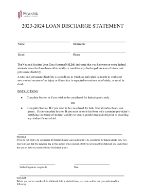 Fillable Online LOAN DISCHARGE STATEMENT. Loan Discharge Statement Fax ...
