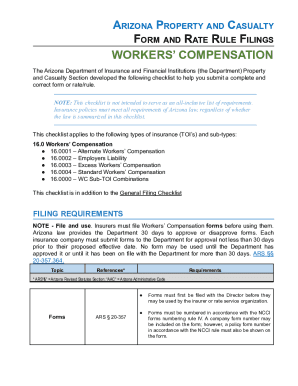 Fillable Online form and rate rule filings - workers' compensation Fax ...