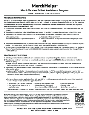 Fillable Online ENROLLMENT FORM - the merck access program Fax Email ...