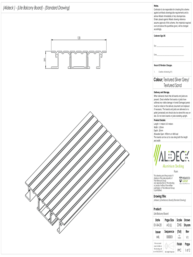 Fillable Online Lite Balcony Board With Lite Joist- Standard Drawing V1 ...
