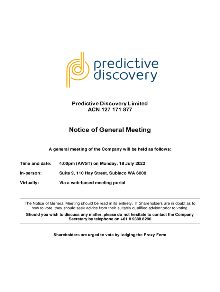 Fillable Online Predictive Discovery Limited (PDI.XA) company profile ...
