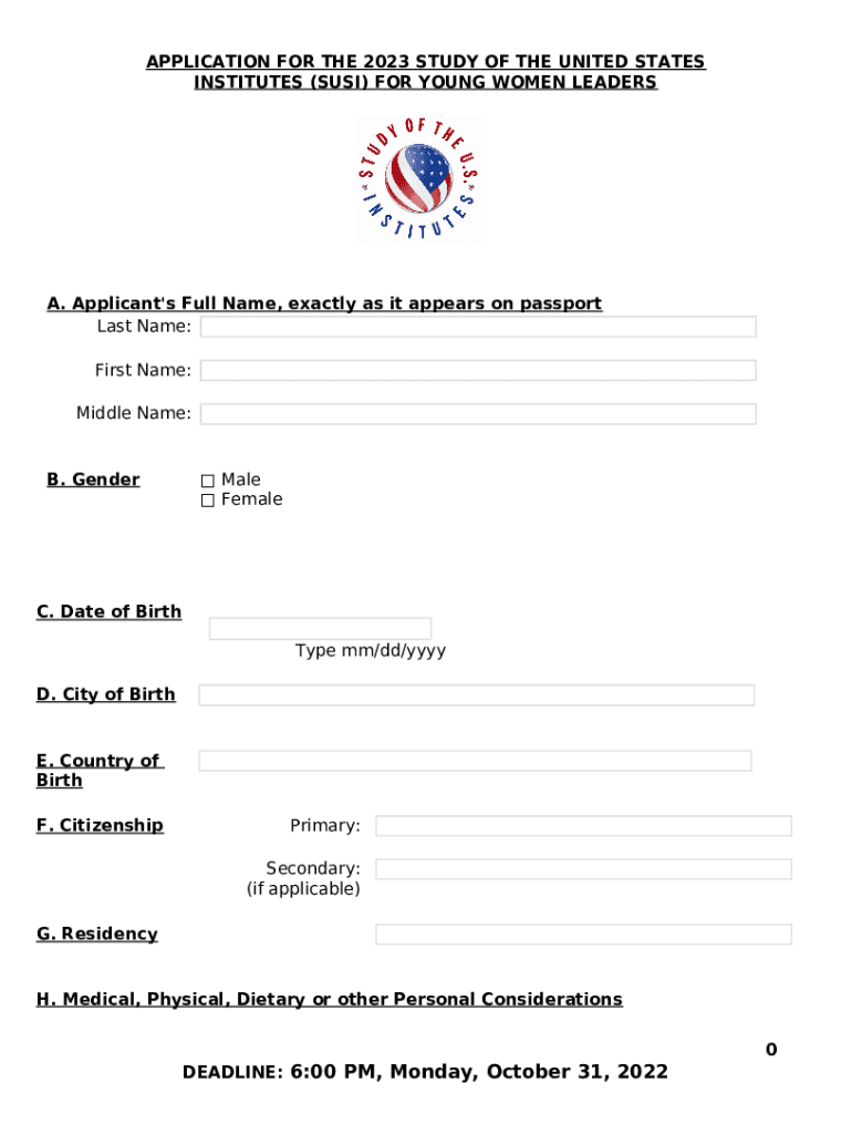 Student Leaders on Civic Engagement Application Doc Template | pdfFiller