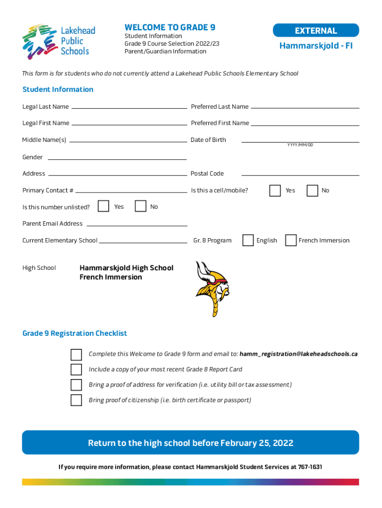 Fillable Online GRADE 9 Superior CVI EXTERNAL Return to the high school ... Fax Email Print ...