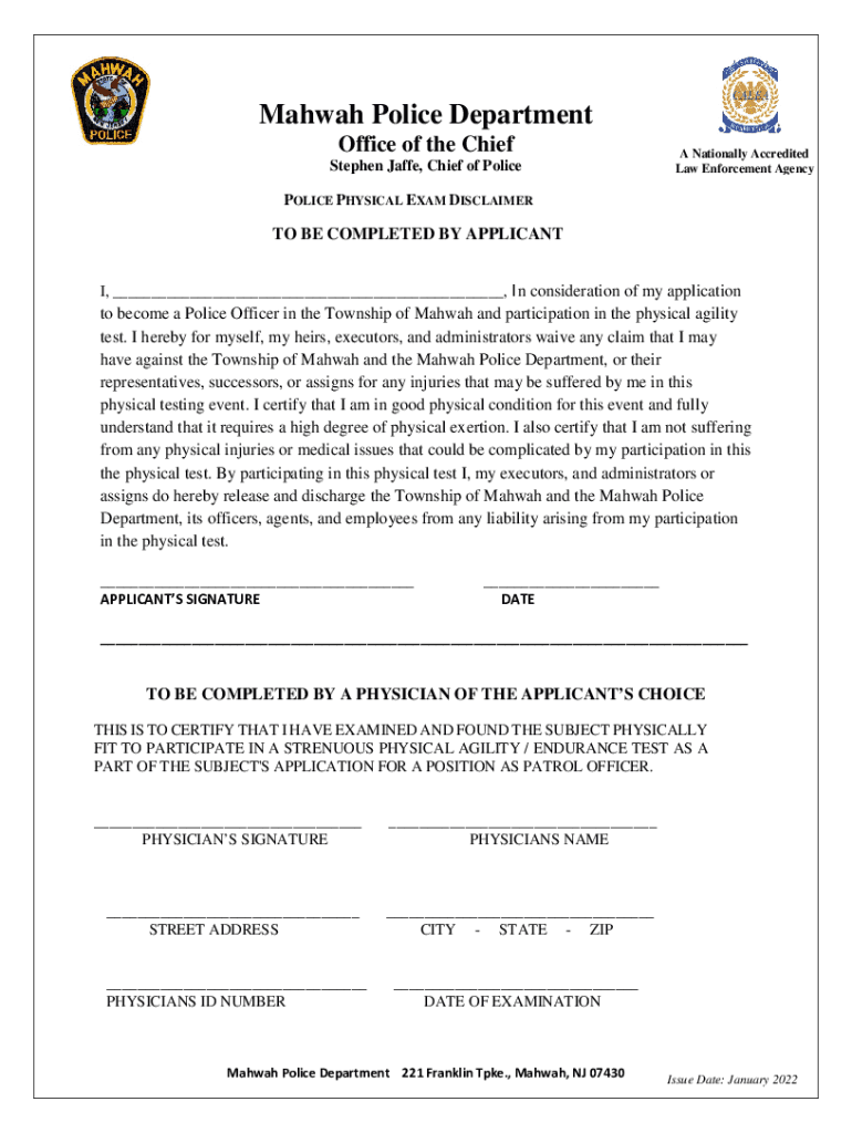 Fillable Online Chief of PoliceMahwah Police Department Fax Email Print - pdfFiller