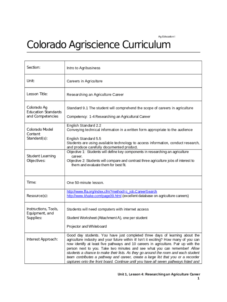 Agriculture, Energy and Natural Resources - Colorado CTE - ffa cccs Doc Template | pdfFiller