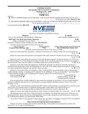 Fillable Online NVE Corporation 2022 Annual Report on Form 10-K. 2022 ...
