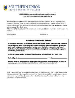 Fillable Online Total and Permanent Disability Discharge - Federal ...