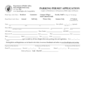 Fillable Online REPLACEMENT PARKING PERMIT APPLICATION Fax Email Print - pdfFiller