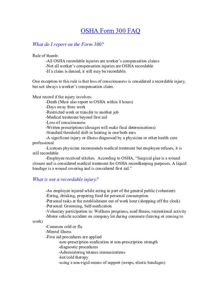 Fillable Online Understanding OSHA 300 Log - Forms 300A & 301 Examples ...
