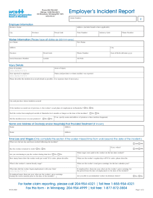Fillable Online Employers Incident Report. Employers Incident Report ...