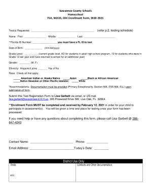 Fillable Online Home School, Private School Testing Form 2020-2021 Fax ...